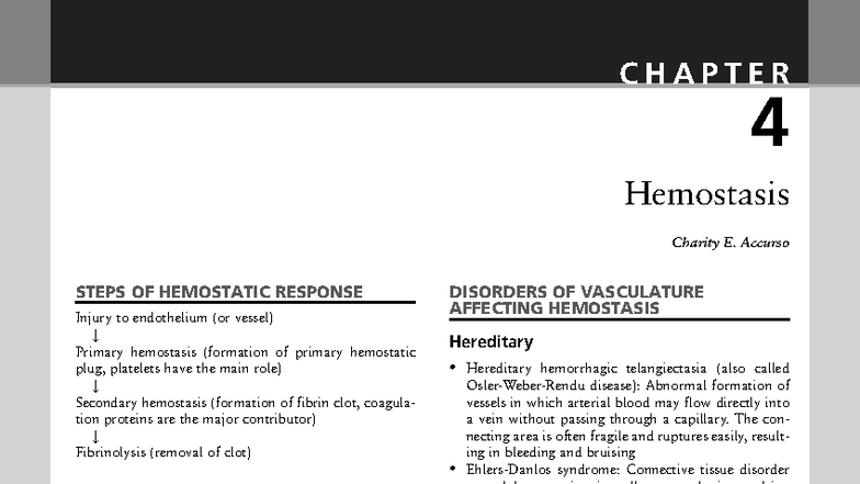 CHAPTER 4 Hemostasis: Practice Questions and Answers - Studocu