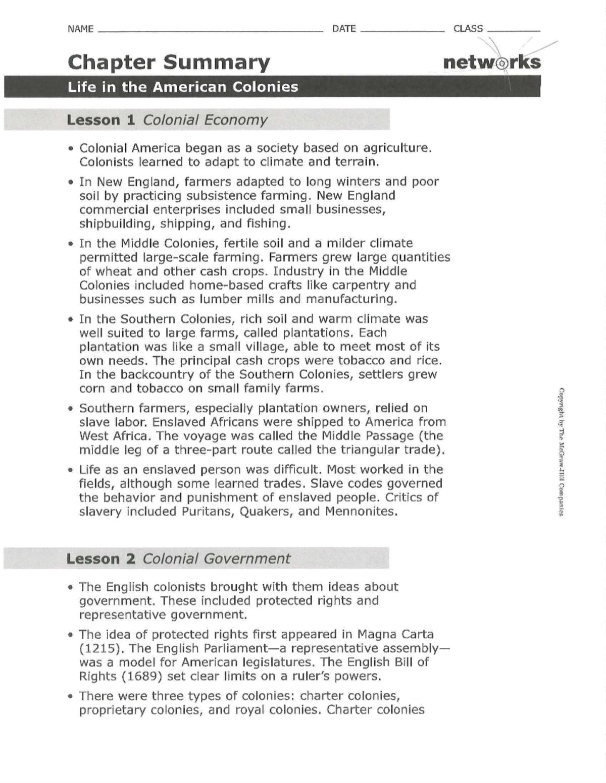 HIST 101 Chapter Summary: Life in the American Colonies - Studocu