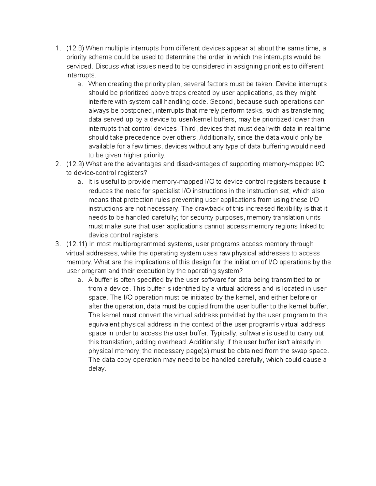 CS350 Chapter 12 - (12) When multiple interrupts from different devices ...
