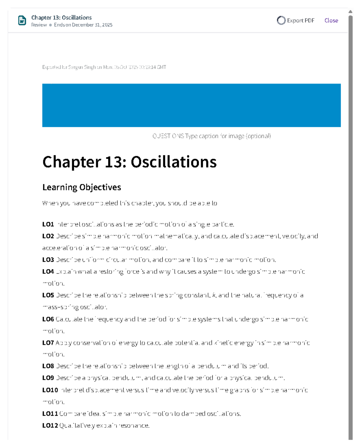 Chapter 13: Review of Oscillations and Simple Harmonic Motion - Studocu
