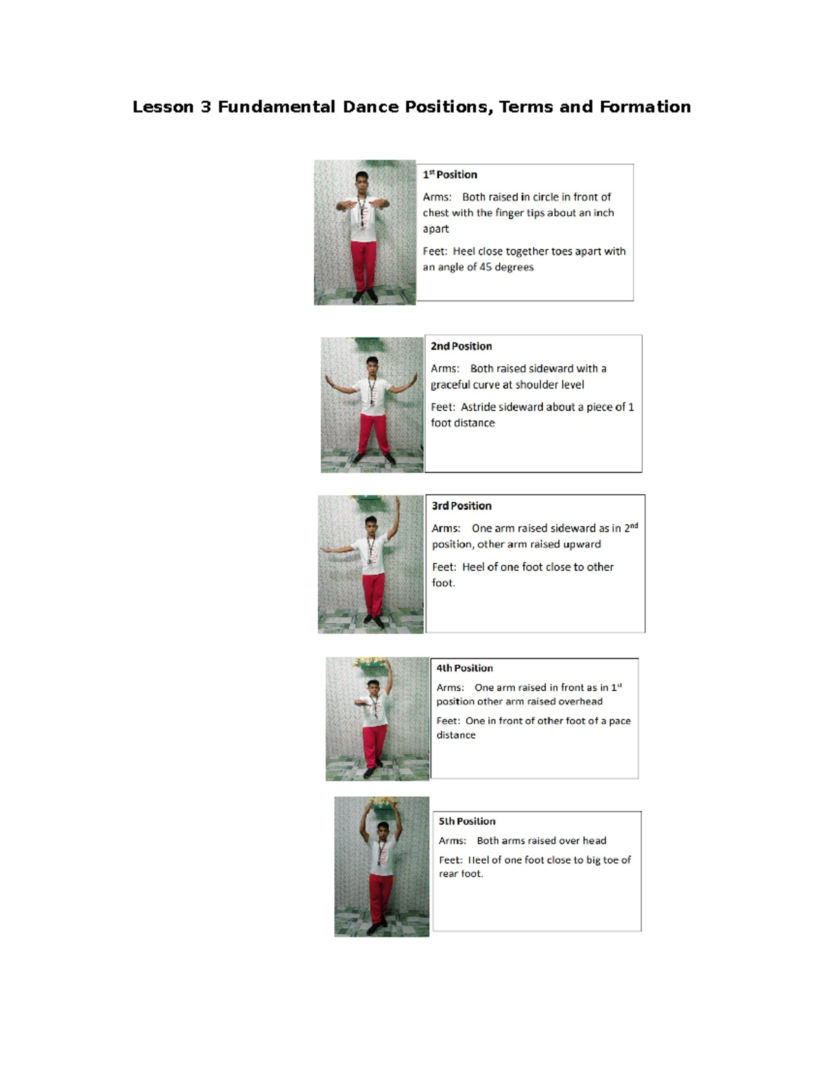 Lesson 3: Fundamental Dance Positions & Terms (Q1 HOPE 3 CN 3) - Studocu