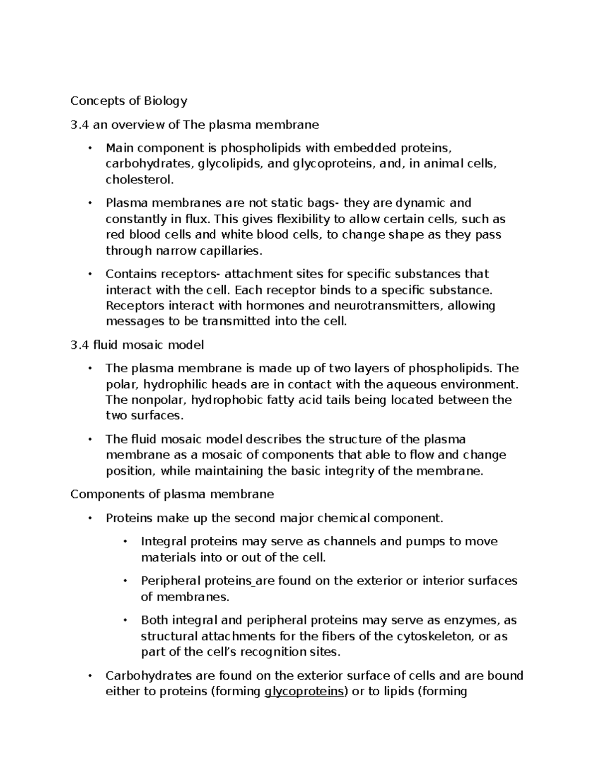 Cell Biology Study Guide: Membrane Structure & Transport Concepts (3.4 ...