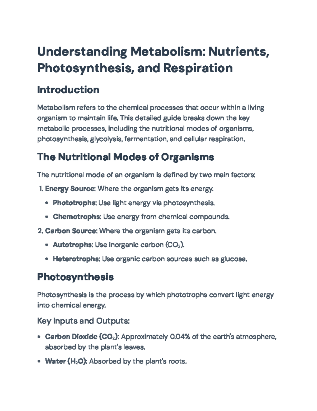 Metabolism Overview: Nutritional Modes, Photosynthesis & Respiration ...