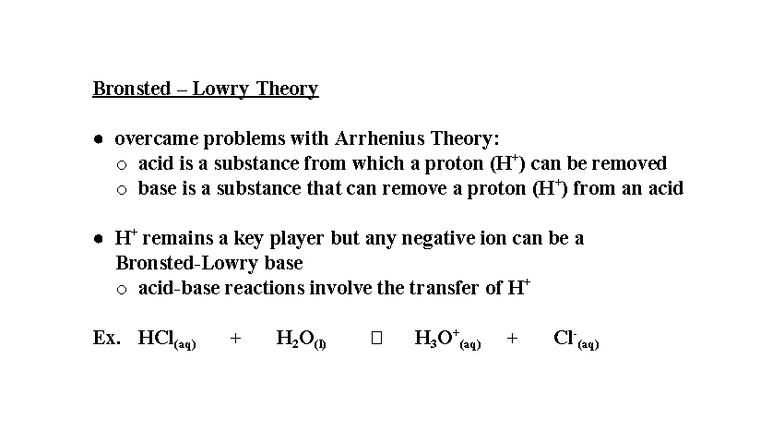 Bronsted-Lowry Theory vs. Arrhenius Theory: Detailed Summary Notes ...