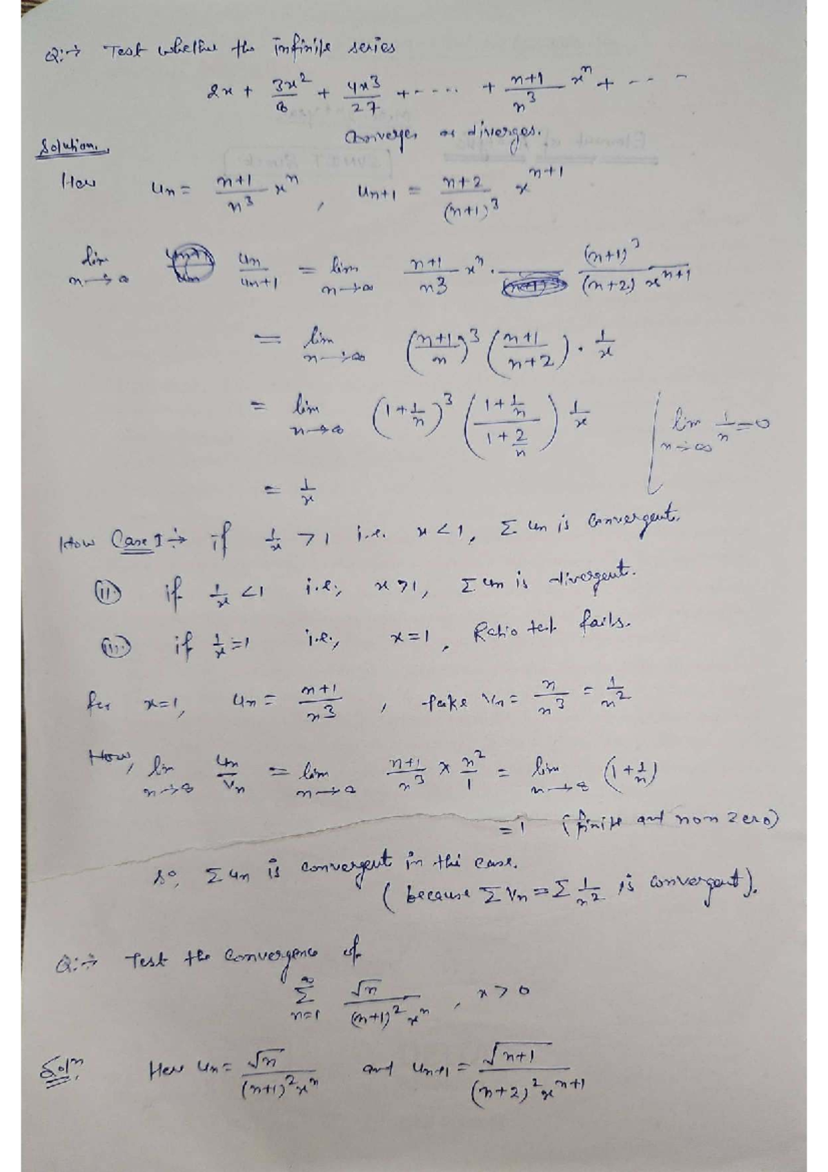 Infinite Series Convergence Tests - MATH 101 Notes - Studocu