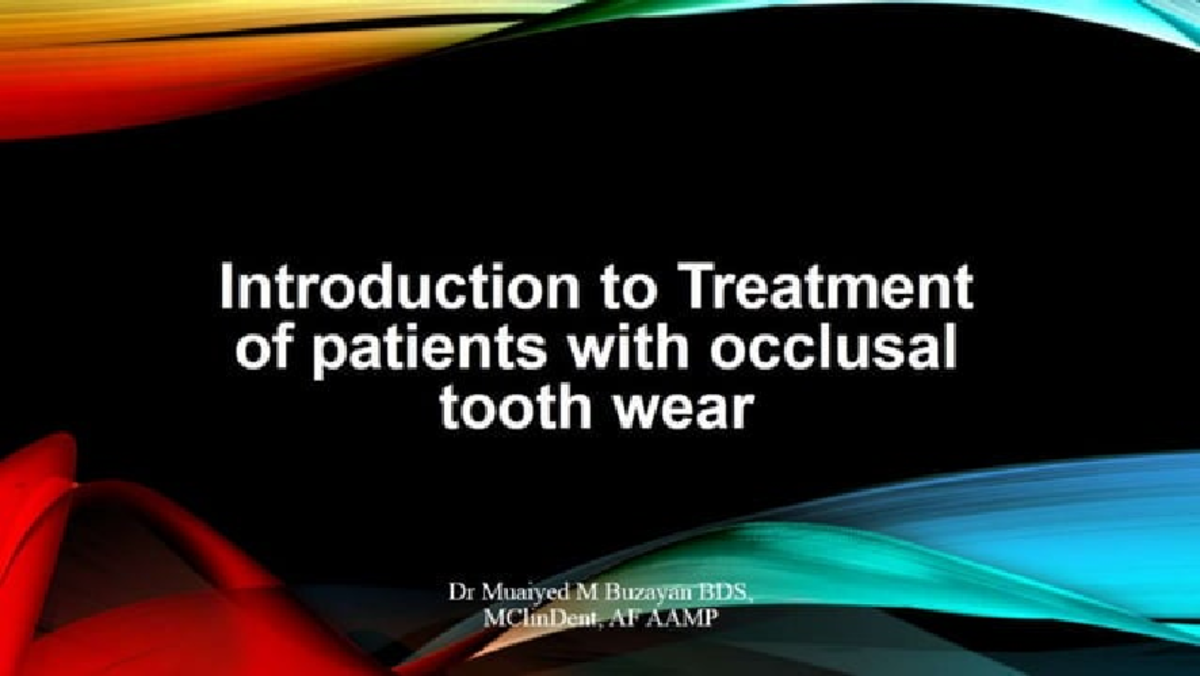 Teeth Wear Management: TSL Treatment Planning and Prevention - Studocu