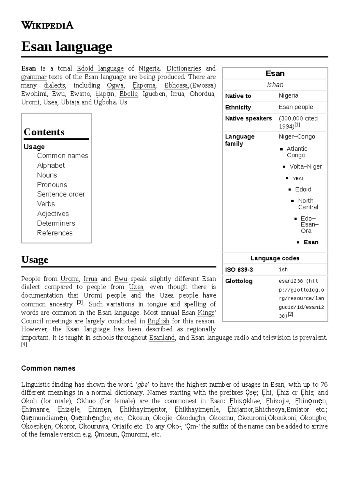Esan Language Overview and Structure - Enwiki-Esan-20200725 - Studocu