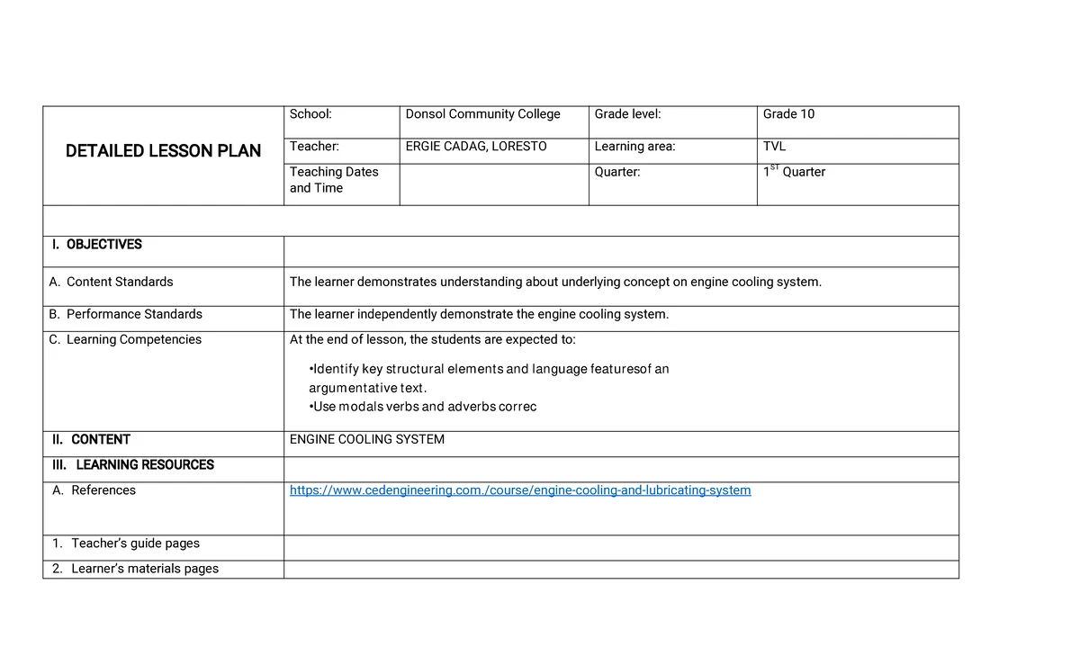 Lesson plan in uniqueness of earth - Semi- detailed Lesson Plan in ...