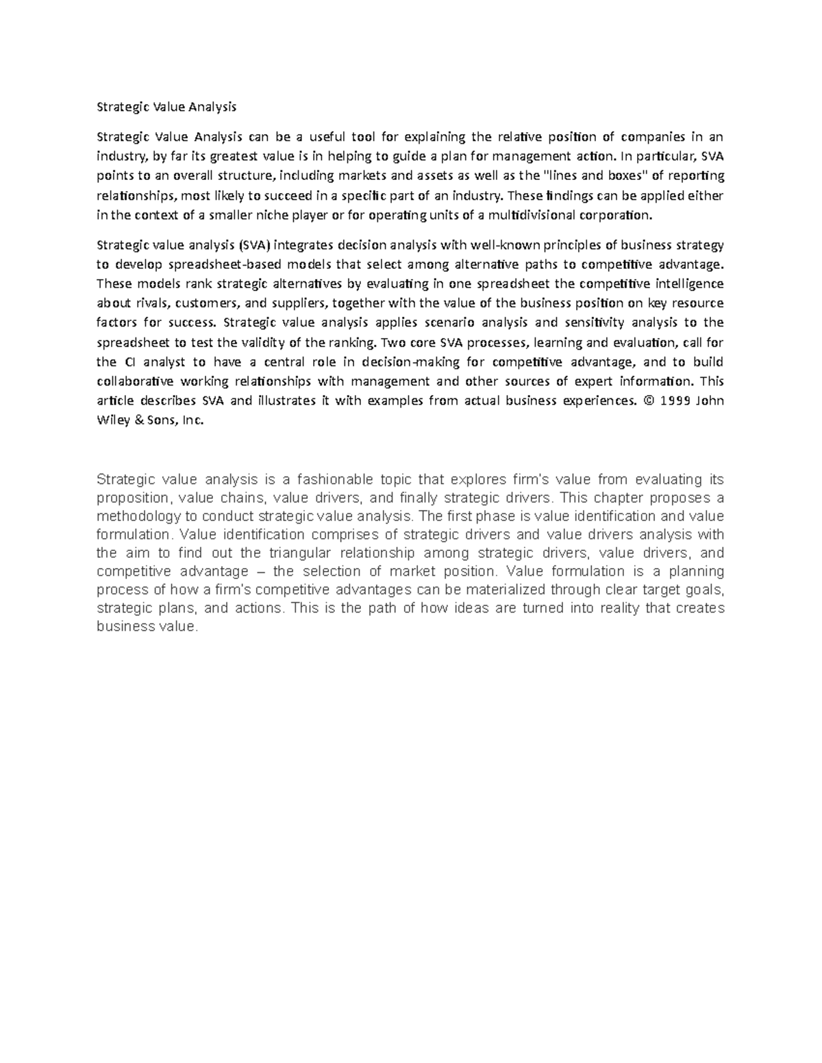 Strategic Value Analysis Insights and Methodologies: A Comprehensive ...