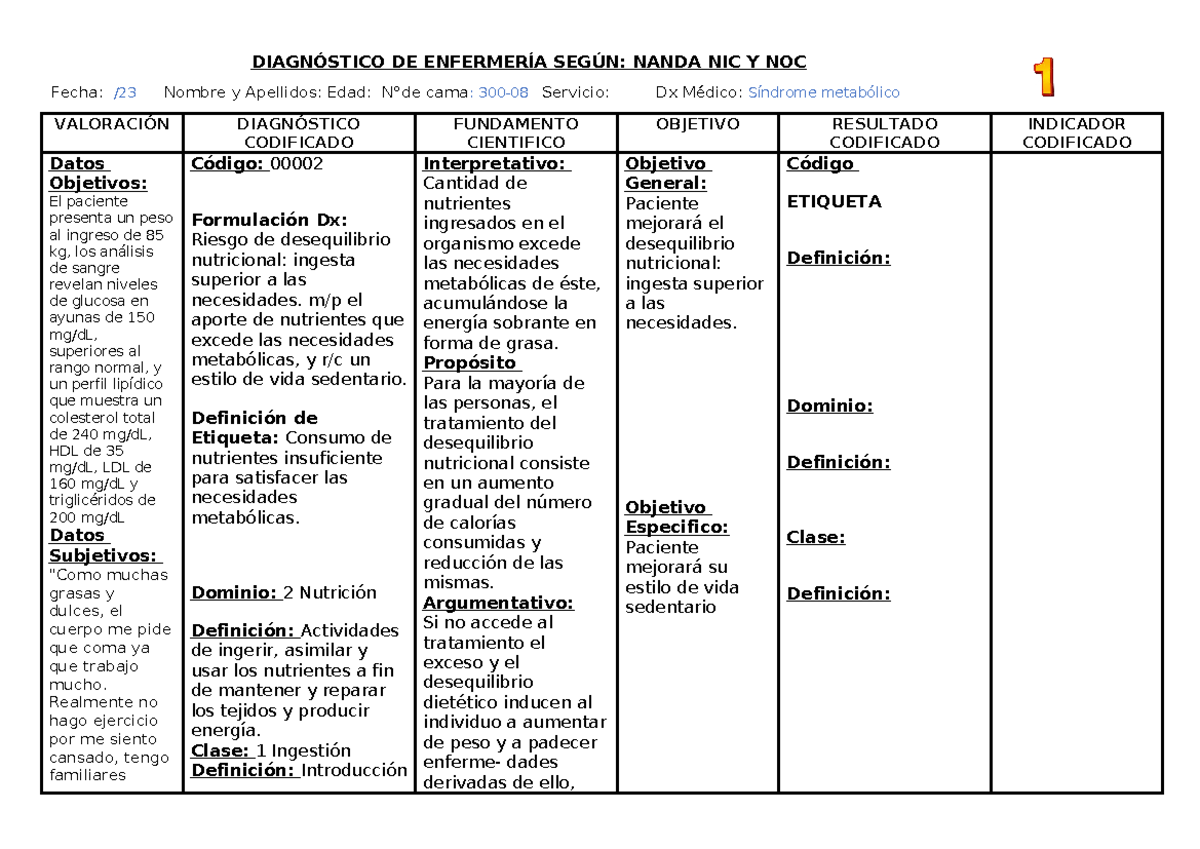 Diagnóstico DE Enfermería noc - DIAGNÓSTICO DE ENFERMERÍA SEGÚN: NANDA ...