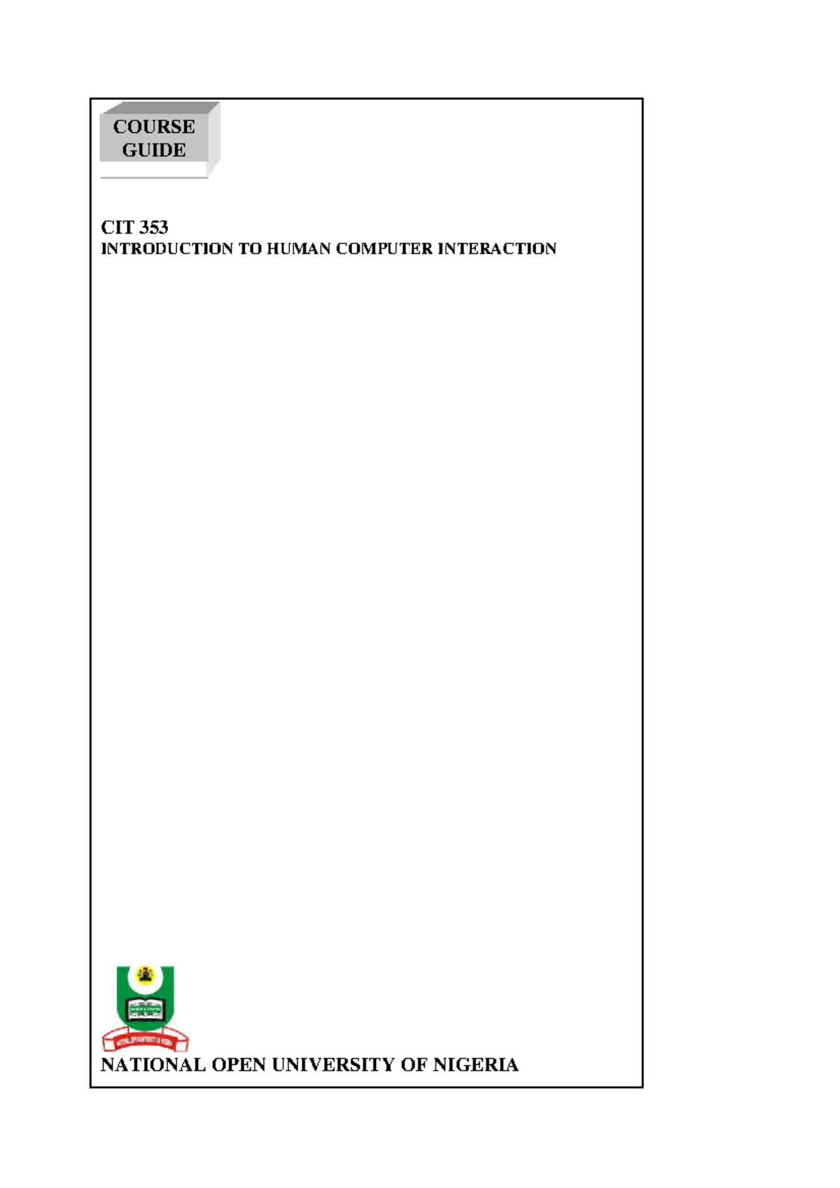 CIT 353 Course Guide: Introduction to Human-Computer Interaction - Studocu