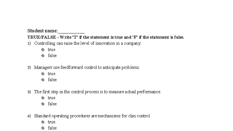 Chapter 8 - Final Exam Review with True/False & MCQs - Studocu