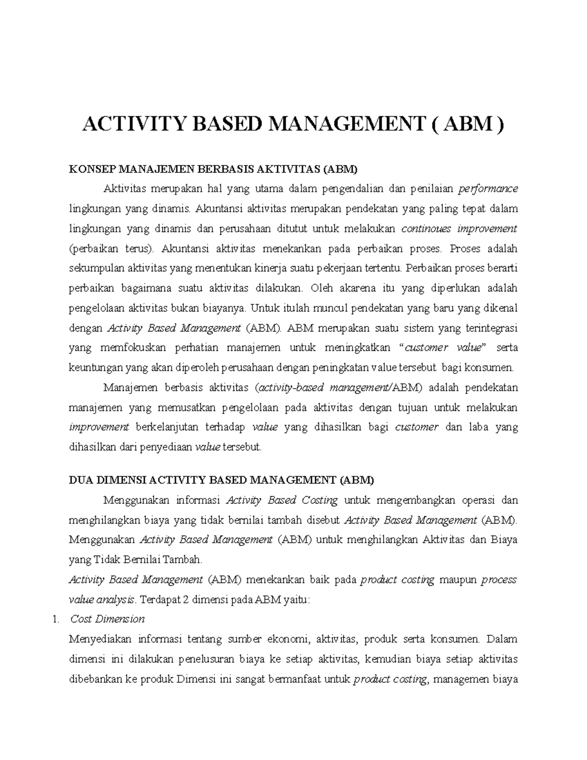 Activity Based Management (ABM): Konsep dan Penerapan dalam Bisnis ...