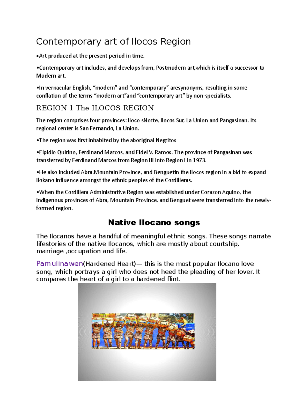 Ilocos Region: Insights into Contemporary Art and Culture - Studocu