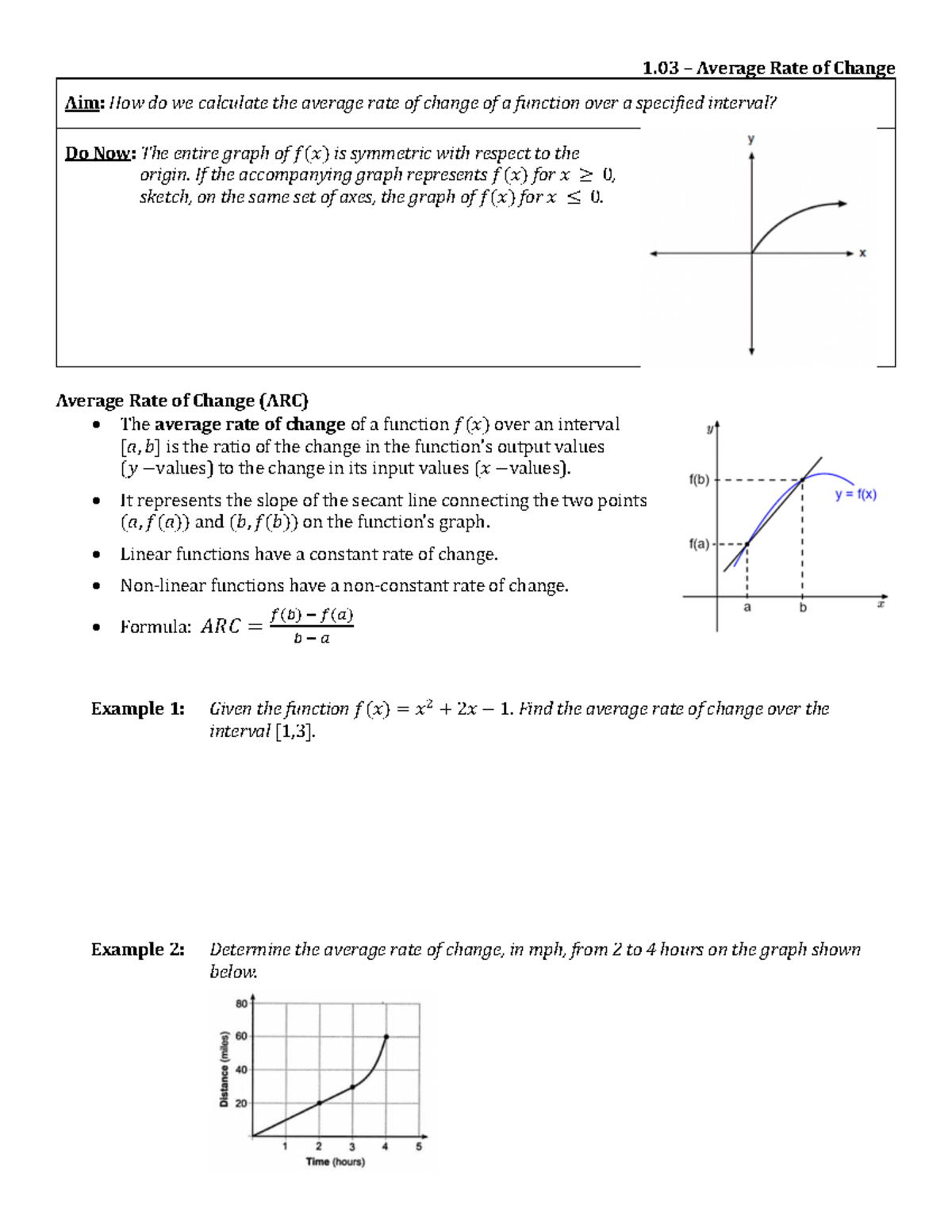 Average Rate of Change Calculations & Examples (Course Code: 1.03 ...