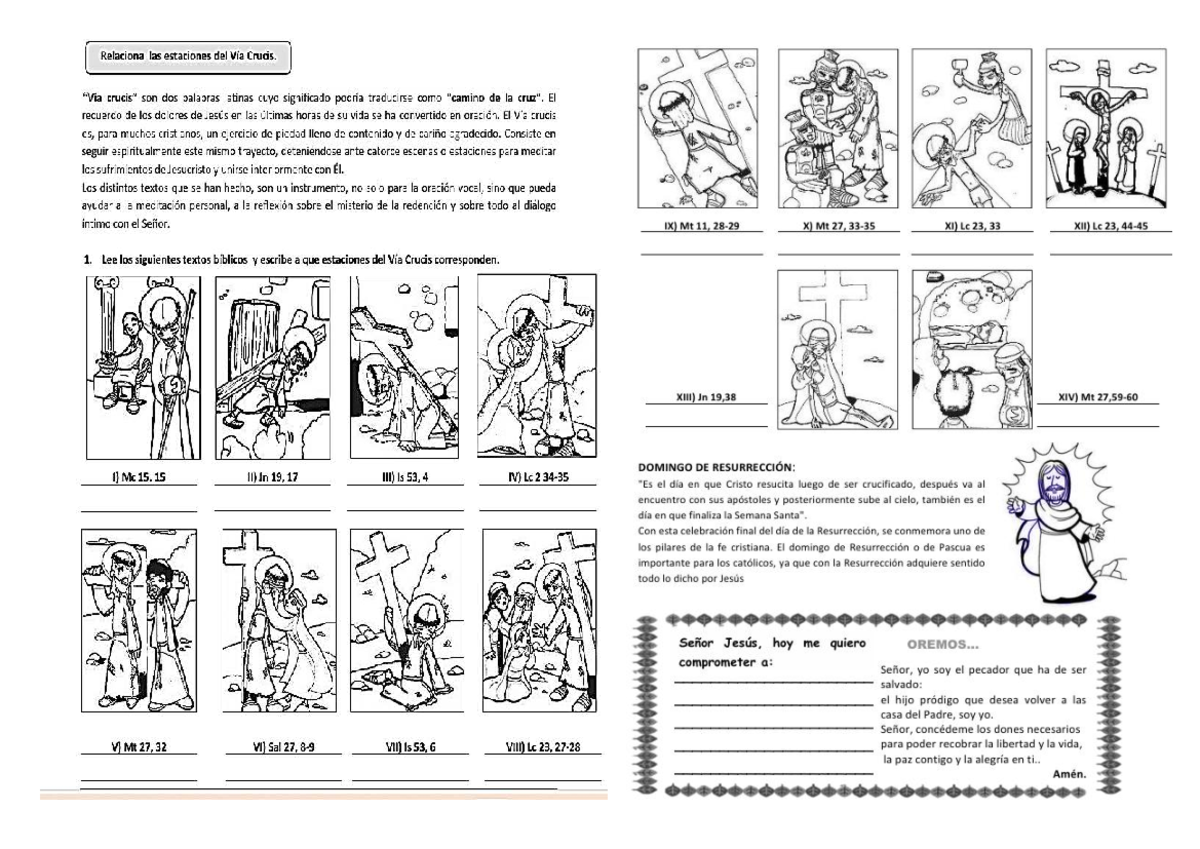 Ficha de viacrucis - Relaciona las estaciones del Vía Crucis. son dos ...