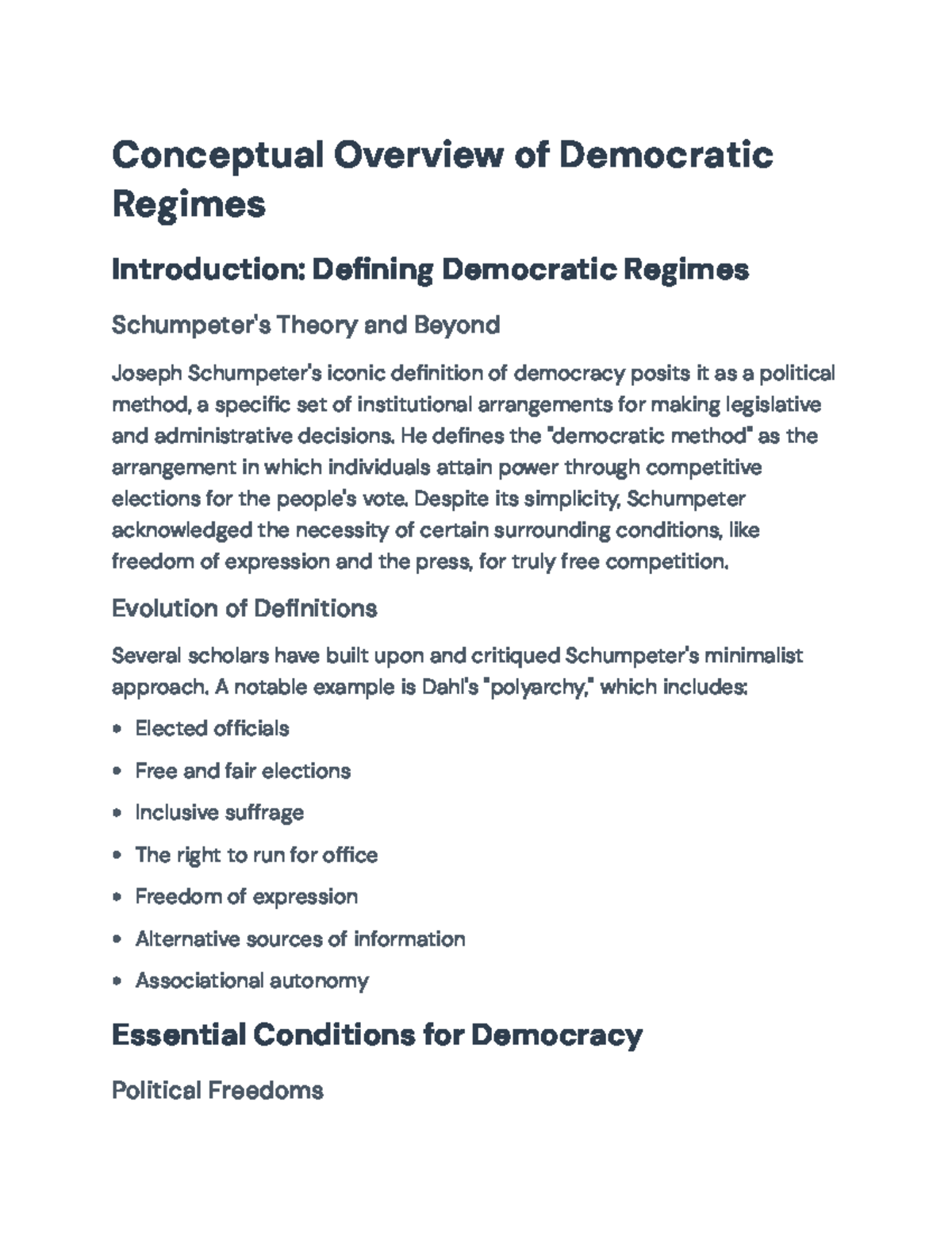 Conceptual Overview of Democratic Regimes - Theory and Practice ...