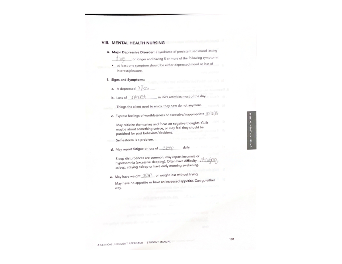 Hurst Review: Mental Health Nursing Overview and Key Disorders - Studocu