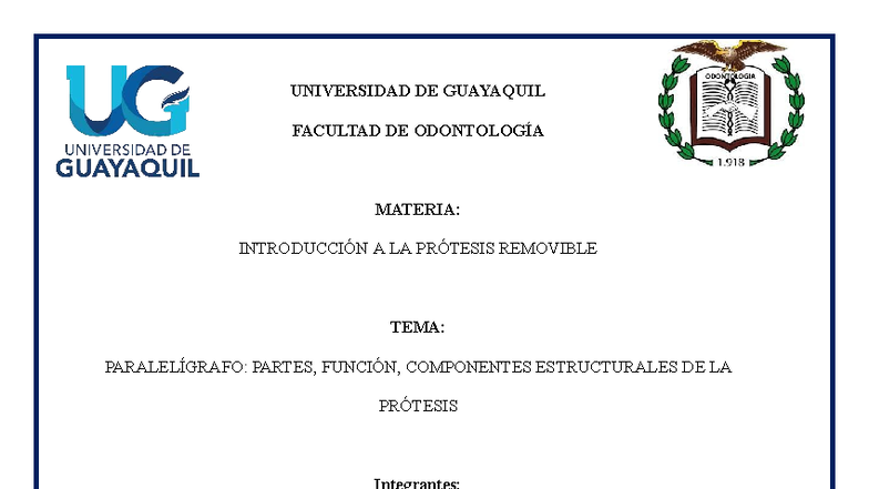 Paralelígrafo: Partes y Funciones en Prótesis Removible - 5TO CICLO 1 ...