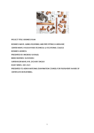 Plumbing Trade Project 2024 - TRADE PROJECT TITLE: CONSTRUCTION OF ...