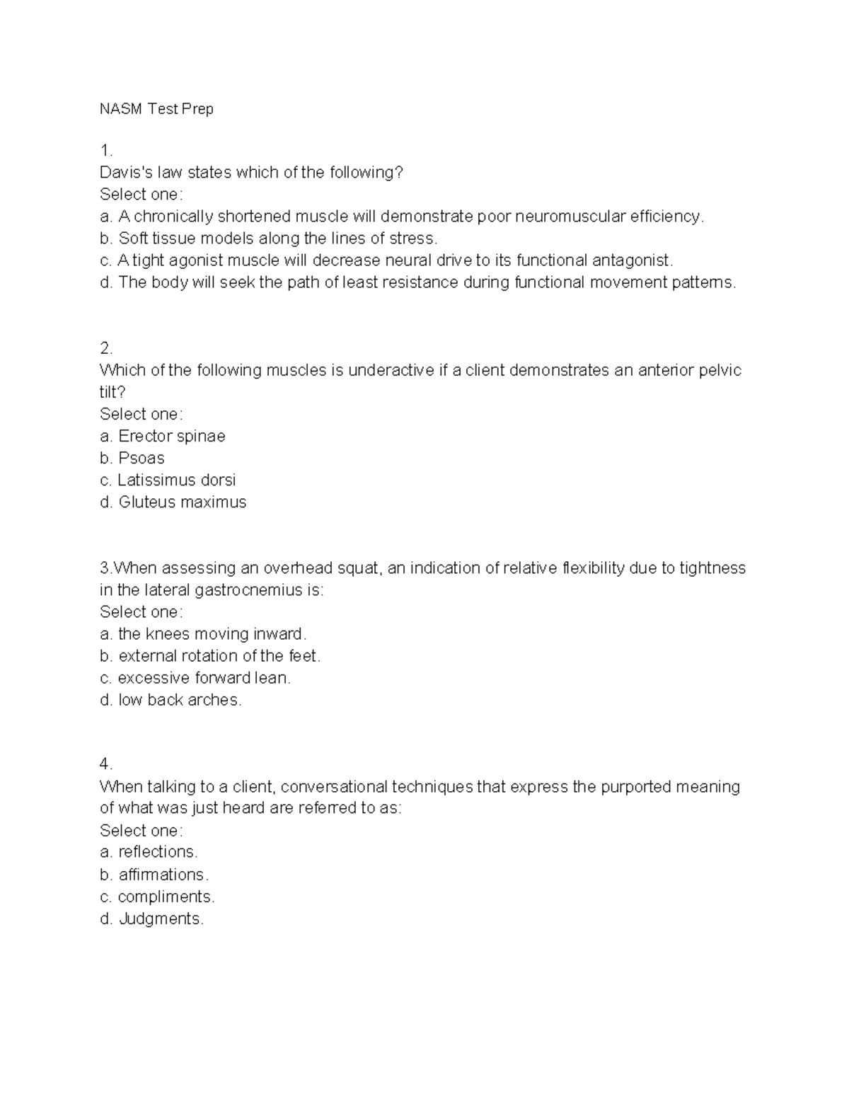 NASM Test Prep: Key Concepts and Practice Questions - Studocu