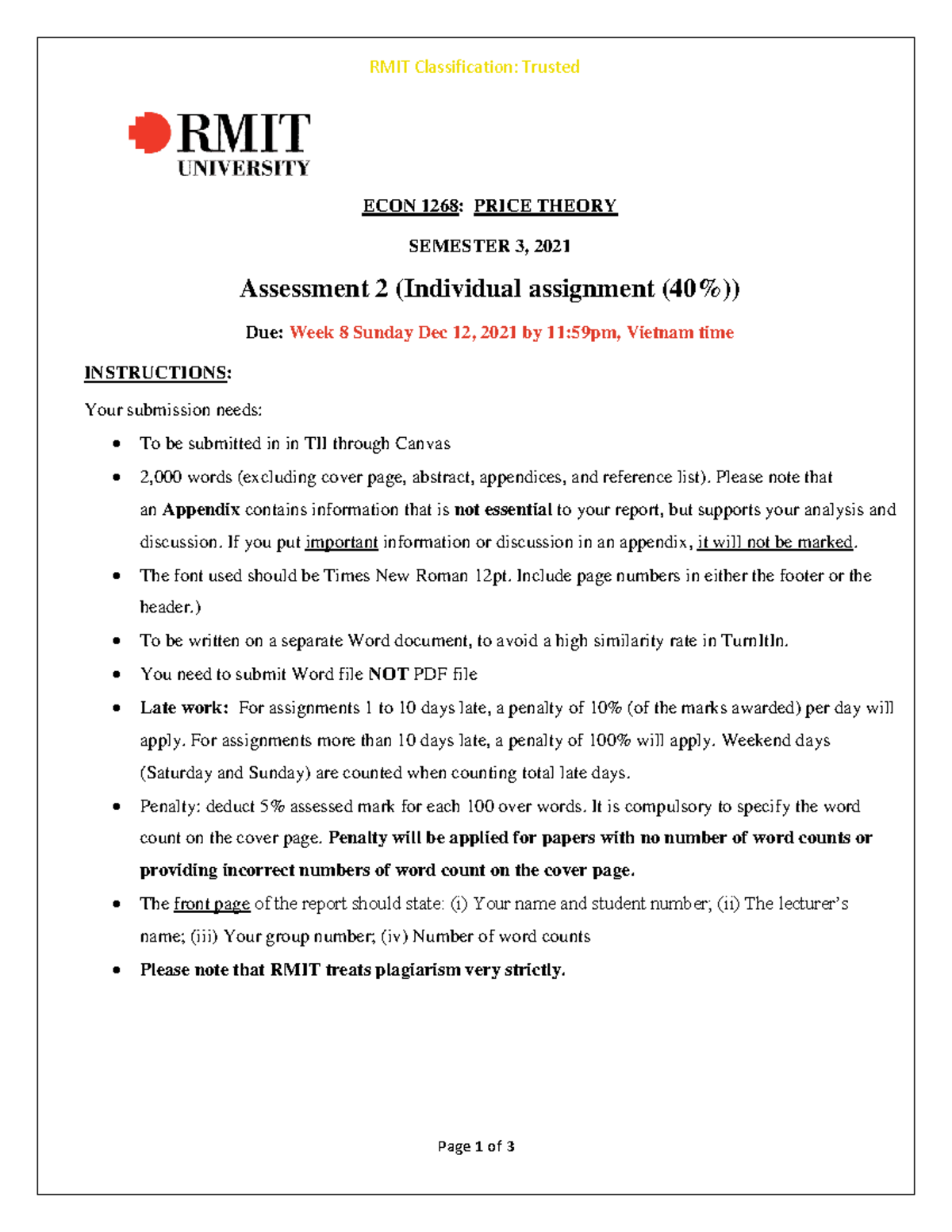 Assessment 2 S3 2021 Final - Page 1 of 3 RMIT Classification: Trusted ...