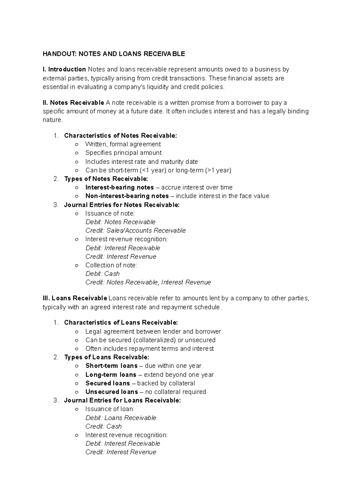FIN 202: Notes and Loans Receivable Overview and Journal Entries - Studocu