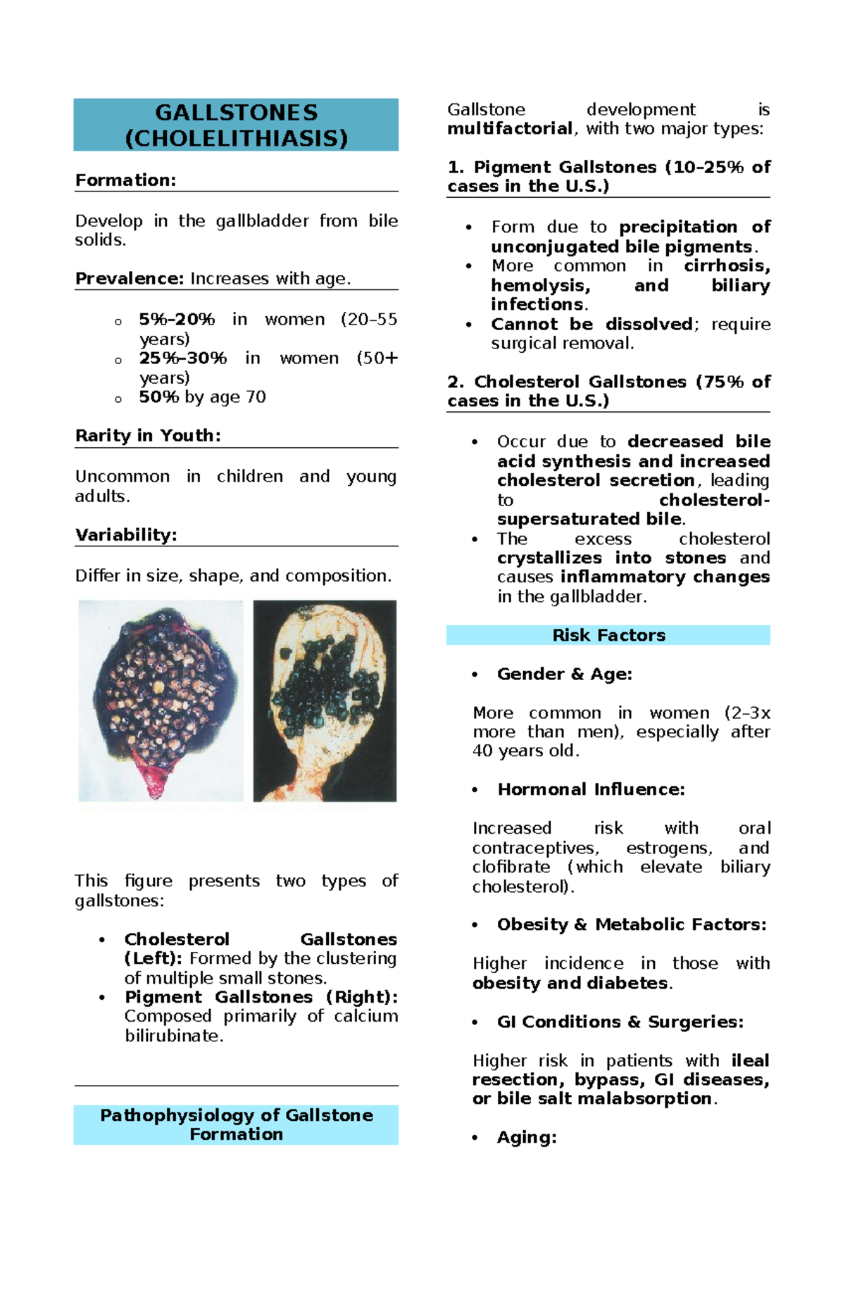 Gallstones - ssss - GALLSTONES (CHOLELITHIASIS) Formation: Develop in ...