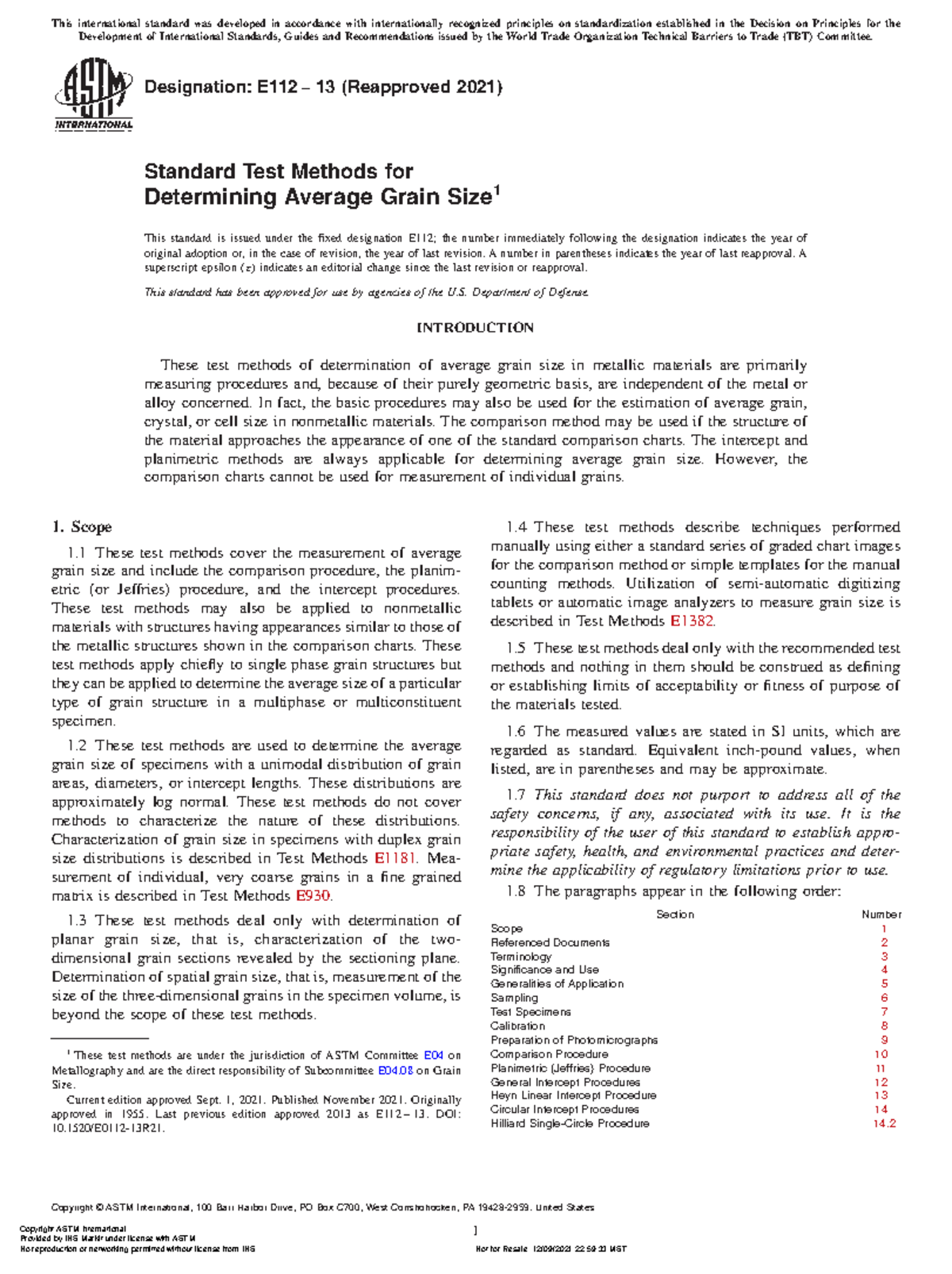 ASTM E112-13(2021): Standard Test Methods for Grain Size Measurement ...