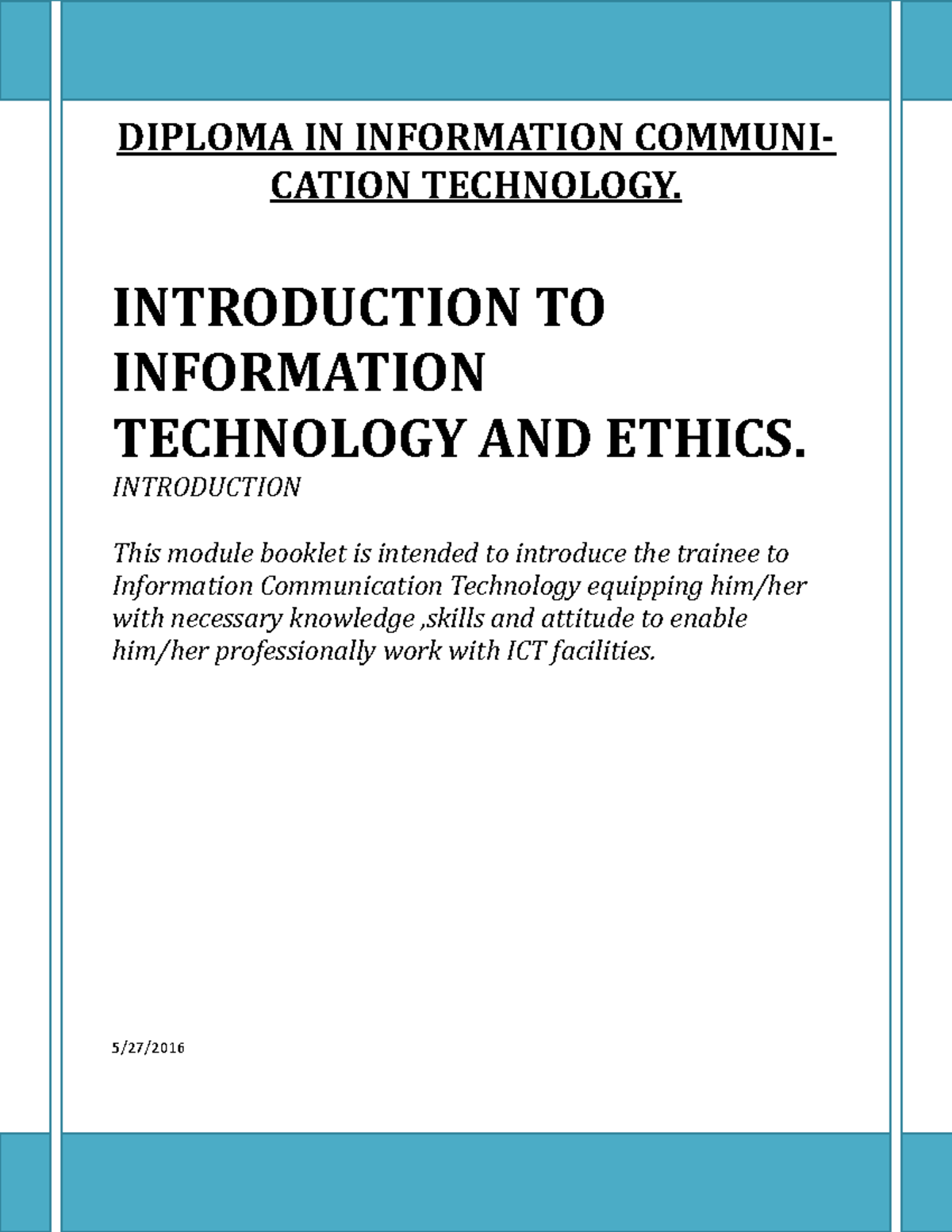 DICT ICT Module Notes: Understanding Information Technology Basics ...
