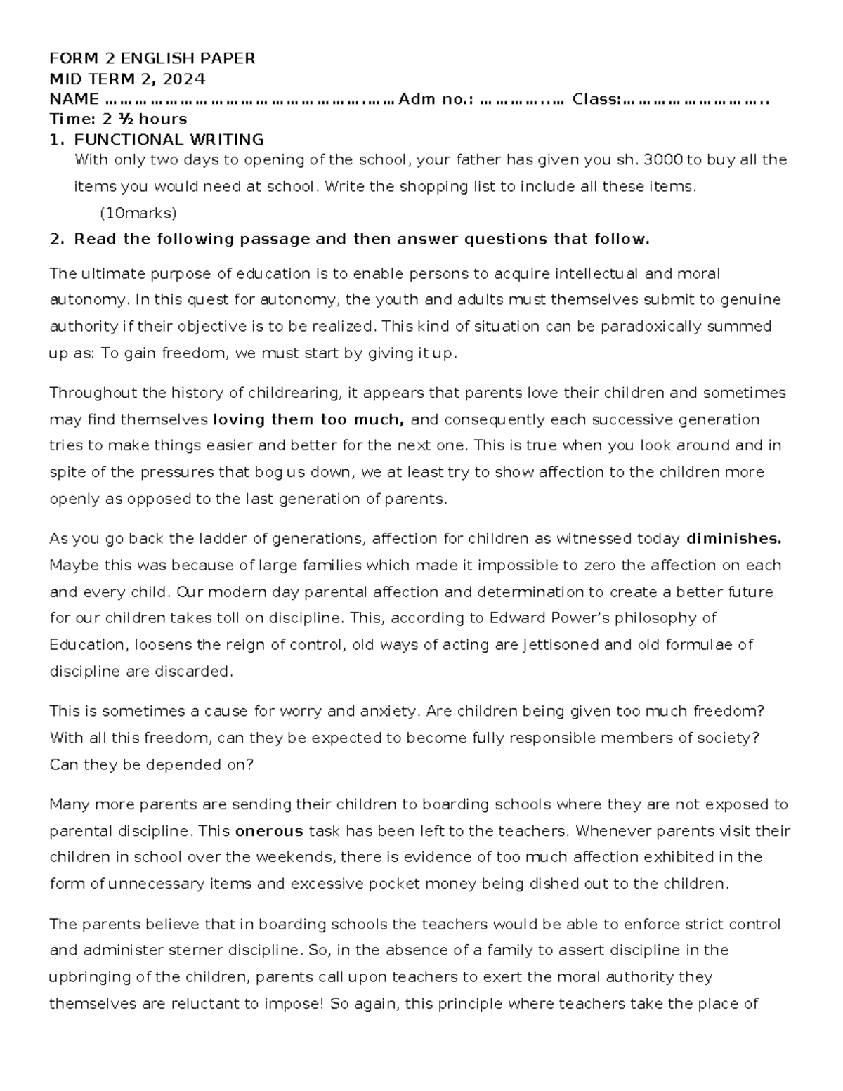 English F2 Midterm 2 Exam Questions and Answers, 2024 - Studocu