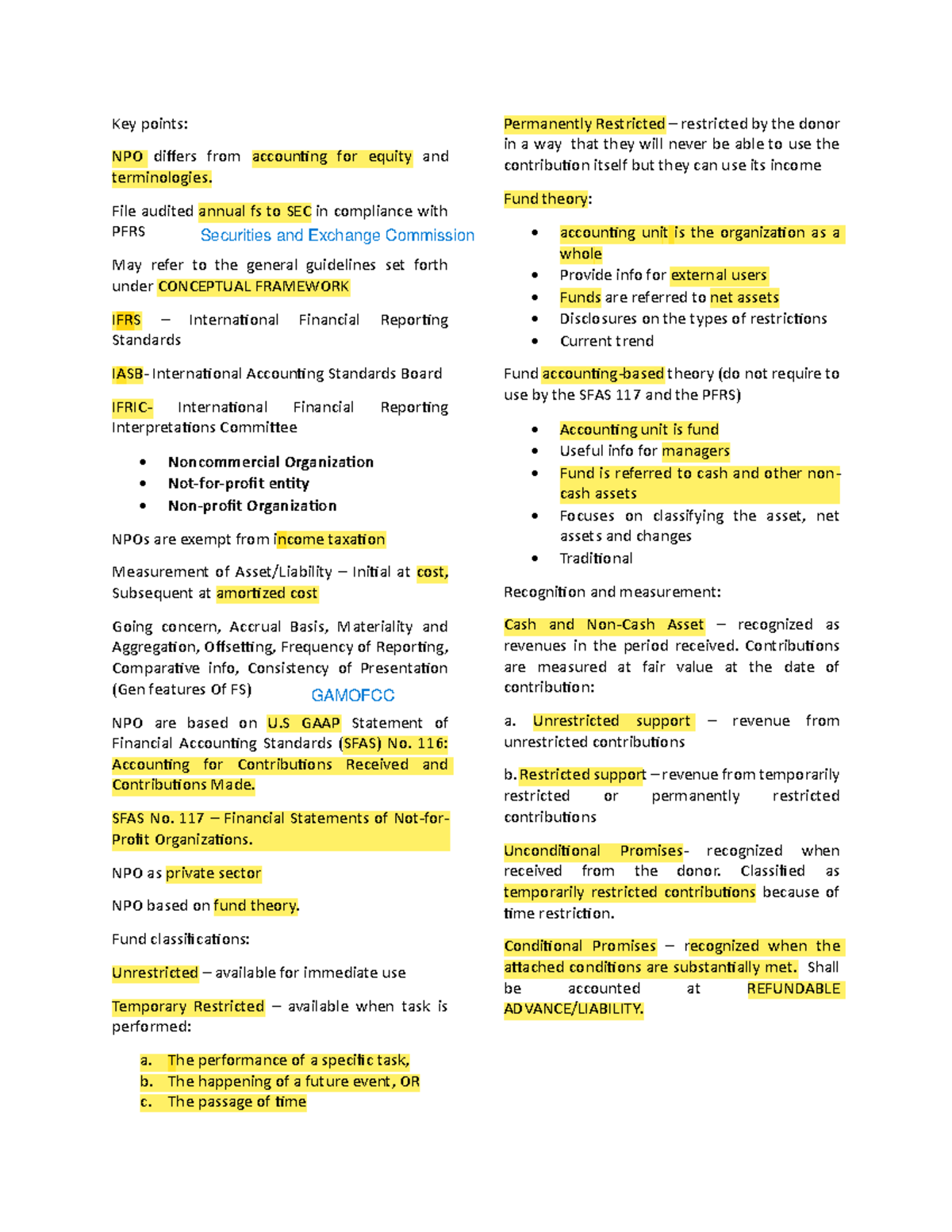 GOV ACC Reviewer 2: Key Concepts in Non-Profit Organization Accounting ...