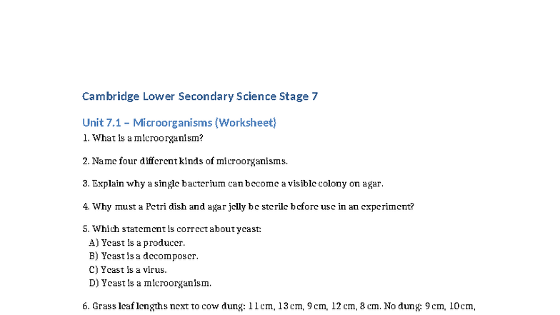 Unit 7 - About biology - Cambridge Lower Secondary Science Stage 7 Unit ...