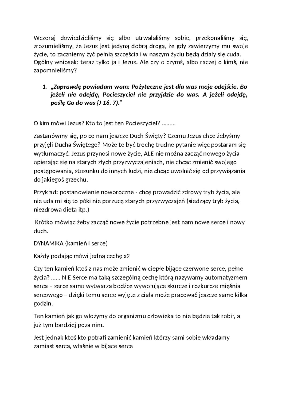 Duch Święty: Nowe Życie i Dary w Nas - Duch-sw - Studocu