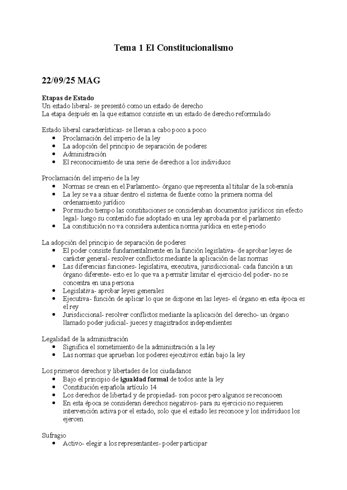 Tema 1: El Constitucionalismo y Etapas del Estado MAG - Studocu