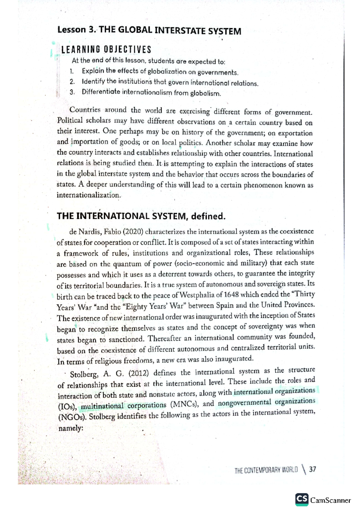 CS 101: Lesson 3 - Understanding the Global Interstate System - Studocu