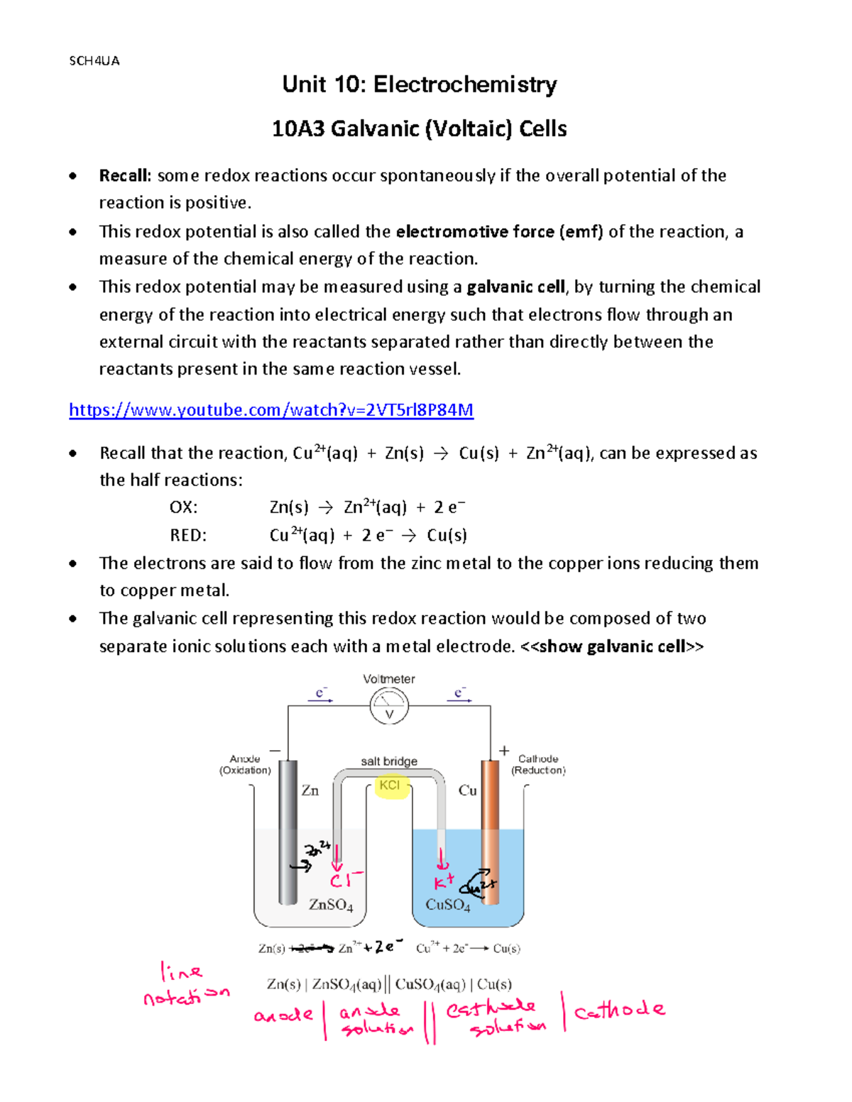 10A3 galvanic cells FULL - Copy - Unit 10 : Electrochemistry 10A 3 ...