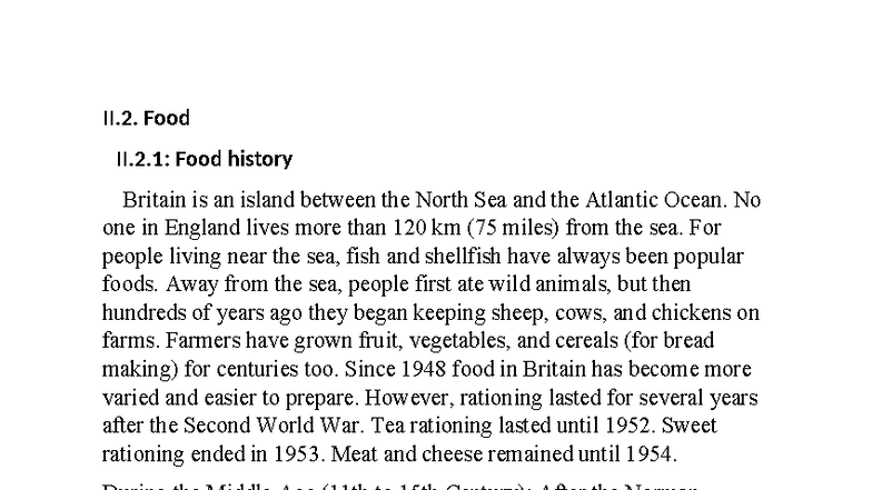 II.2. Food History in Britain: From Tradition to Modern Cuisine - Studocu