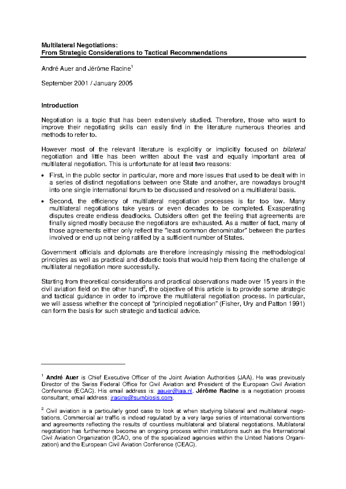 Multilateral negotiations: Strategies and tactics for success in ...