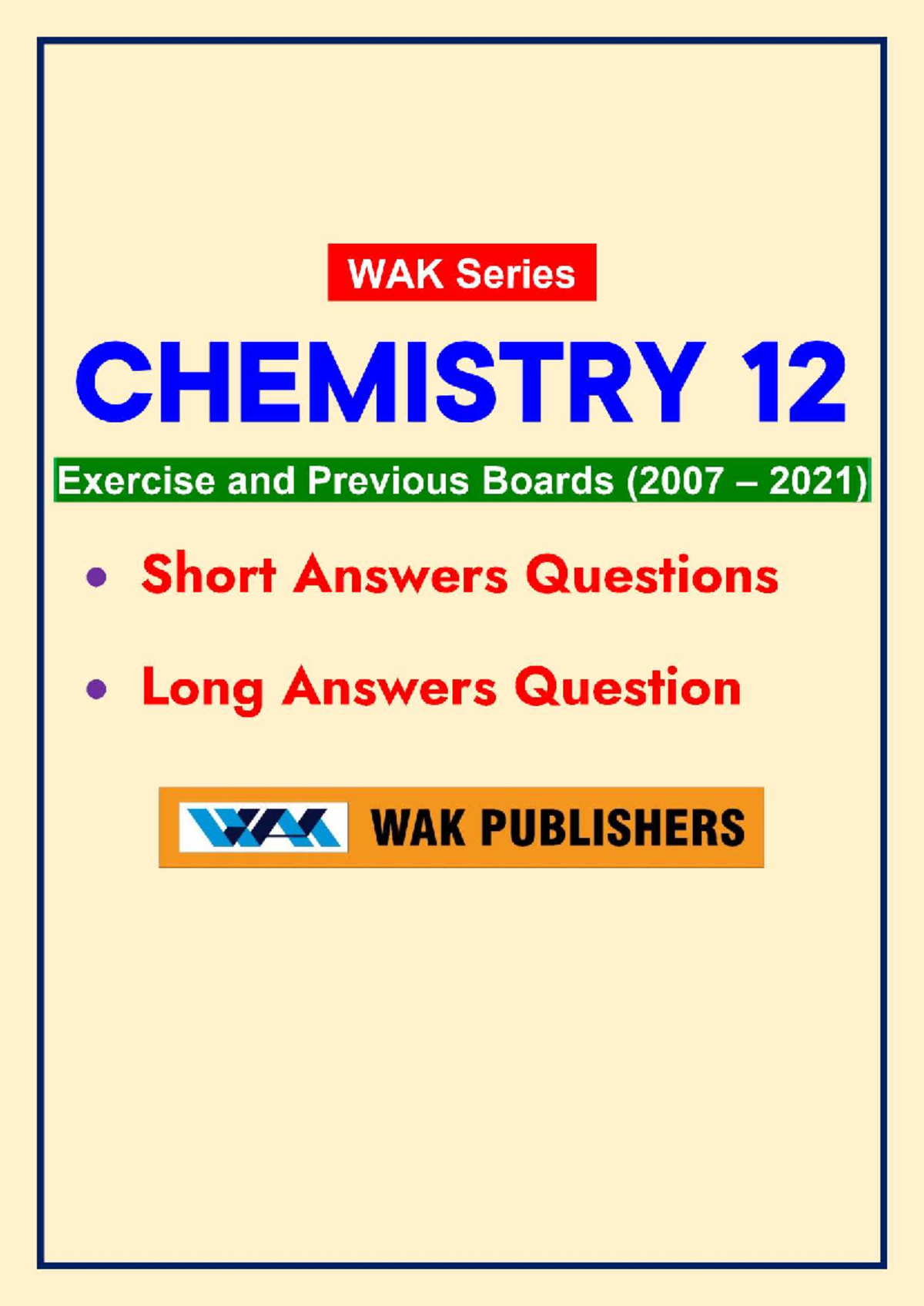 WAK Chemistry 12 Exercise & Previous Boards Short and Long Questions ...