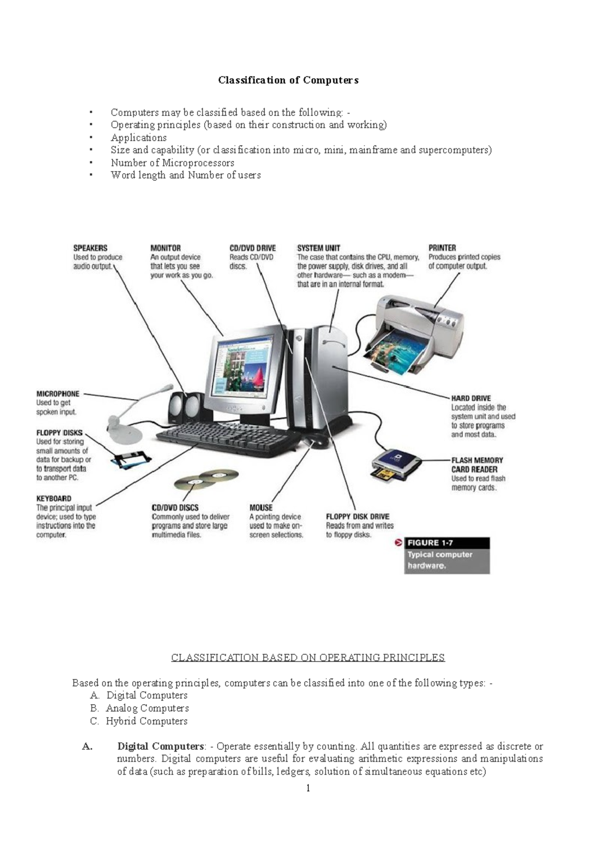 Classification of Computers: Types, Sizes, and Capabilities - Studocu