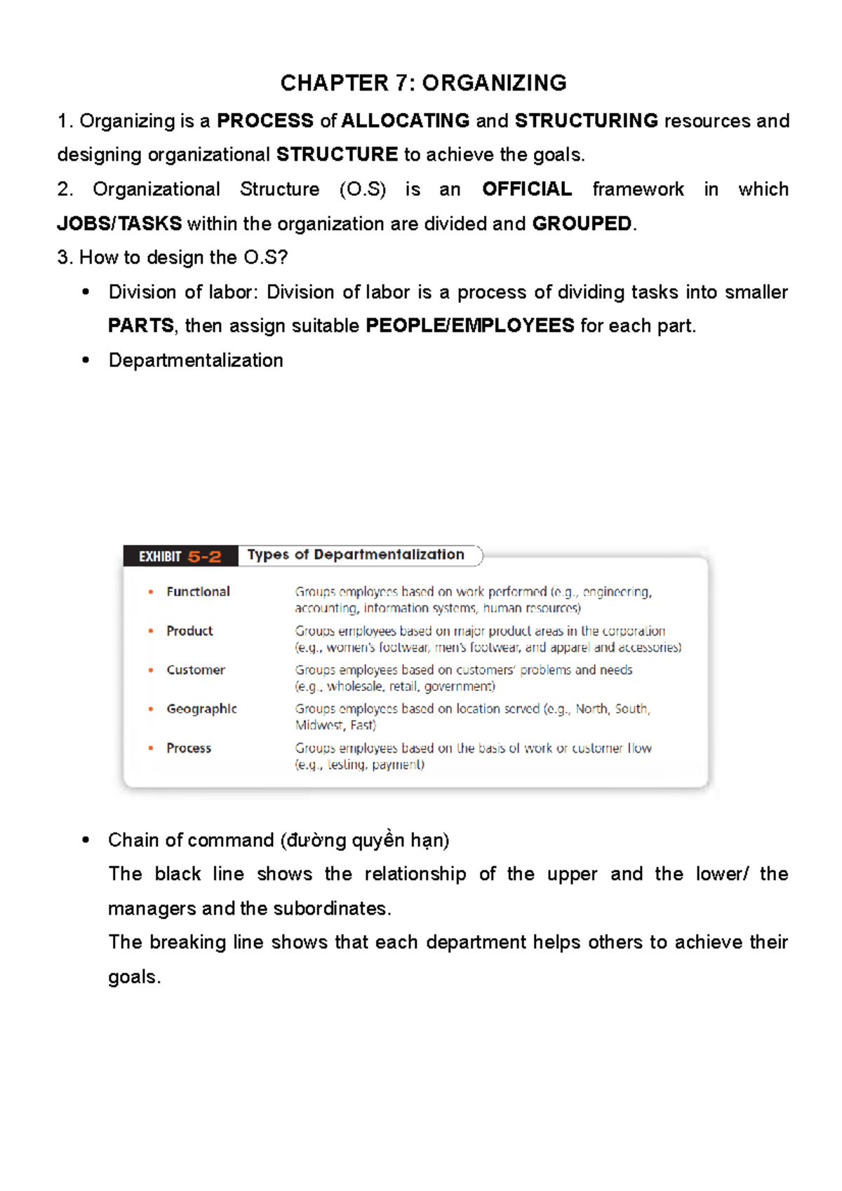 Chapter 7: Organizing - Understanding Structure and Control - Studocu