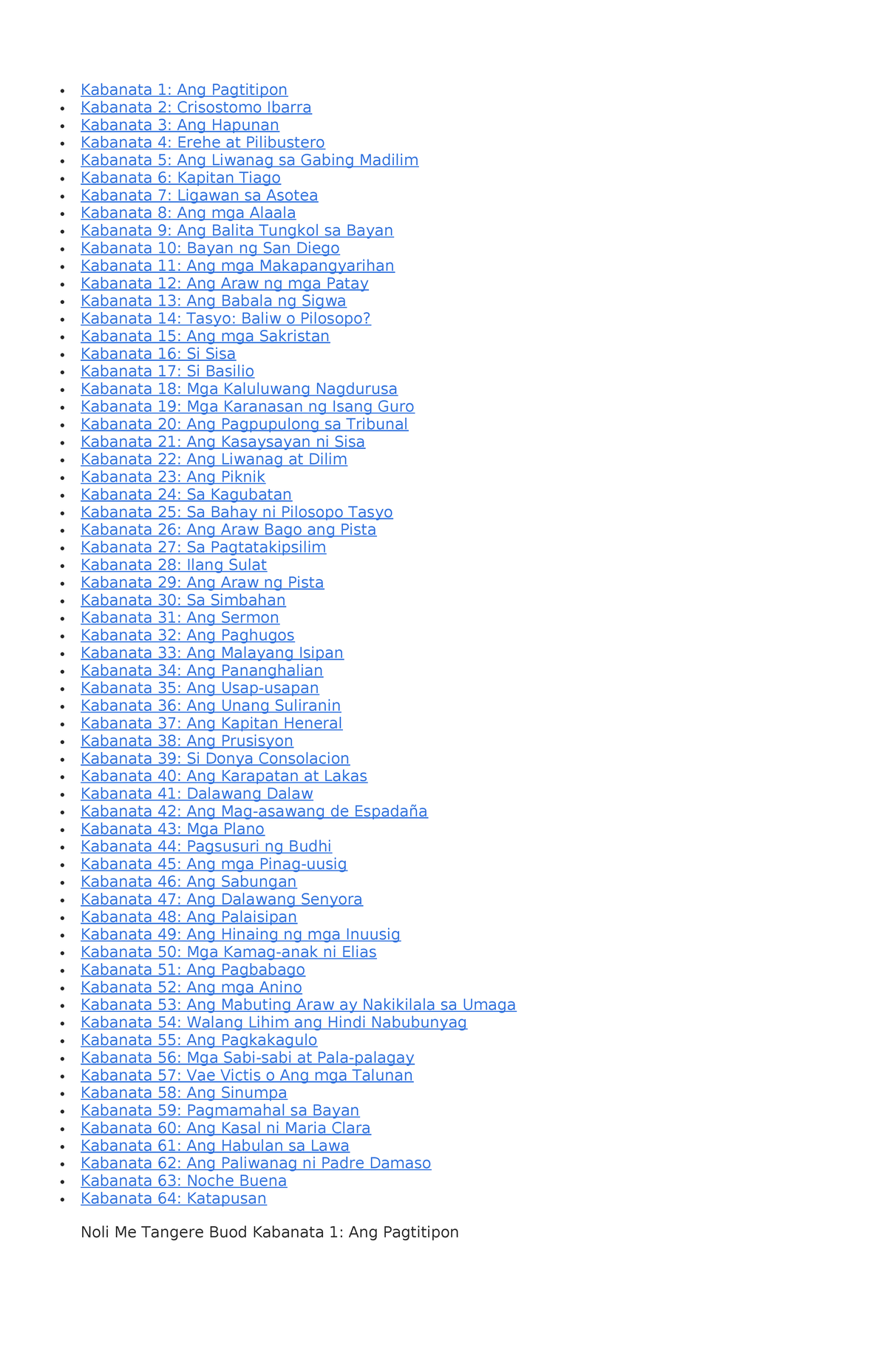 Buod ng Kabanata 1-64 ng Noli Me Tangere (Fil 101) - Studocu