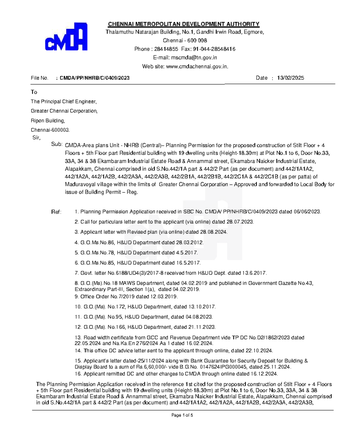 Approval Letter for Planning Permission - CMDA 2025 - Studocu