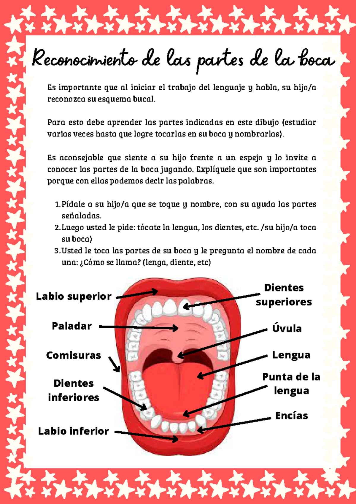 Reconocimiento de las Partes de la Boca: Actividades para Niños - Studocu