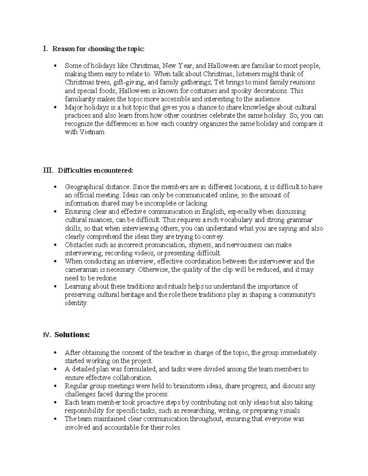 Tiếng anh b1 - yggk - I. Reason for choosing the topic: Some of ...