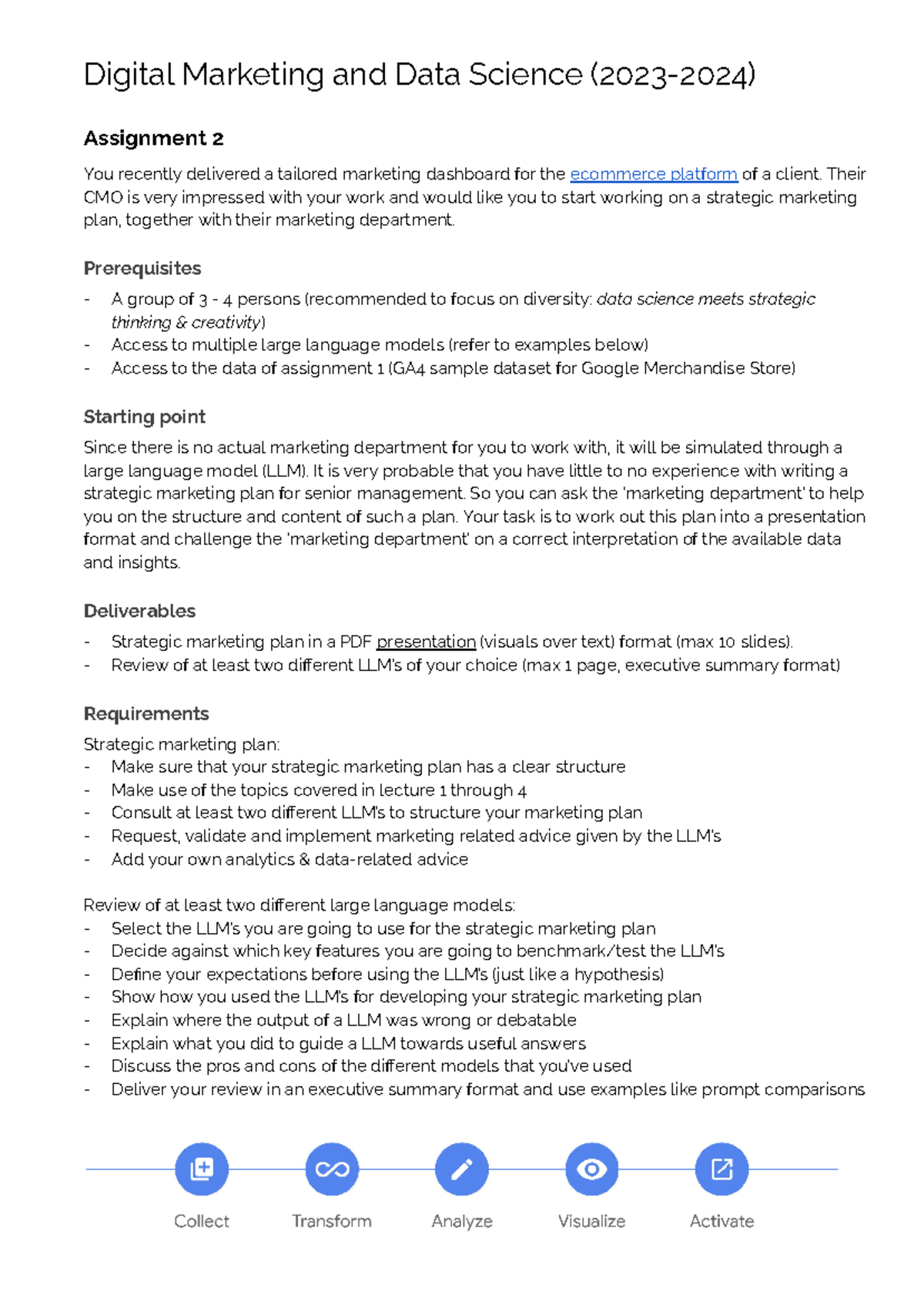 Assignment 2: Strategic Marketing Plan for Digital Marketing & Data ...