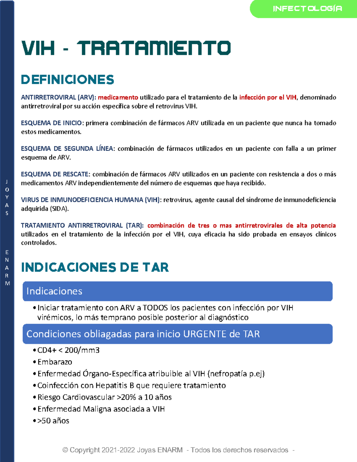 Tratamiento Antirretroviral del VIH: Esquemas y Consideraciones ENARM ...