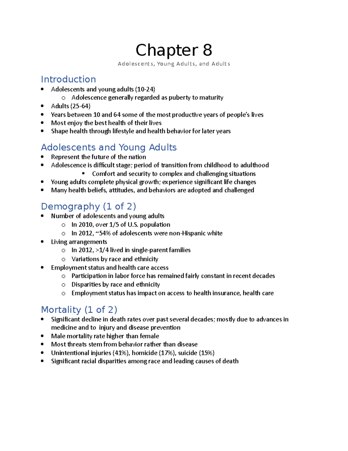 PUBH - Chapter 8: Health Insights for Adolescents and Young Adults ...