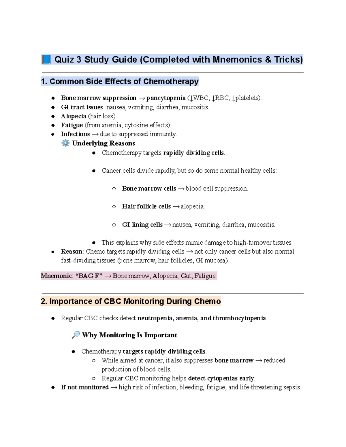 Quiz 3 Study Guide: Cancer Insights with Mnemonics & Tricks - Studocu
